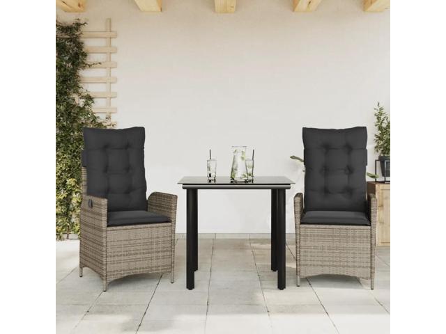 Click here for vidaXL Garden Dining Set Grey PE rattan Standard A... prices