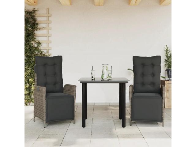 Click here for vidaXL Garden Dining Set Grey PE rattan Medium Adj... prices
