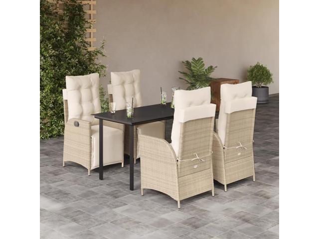 Click here for vidaXL Patio Dining Set Set of 4 Beige  Black  Cre... prices