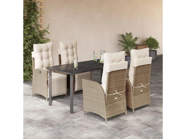 Click here for vidaXL Garden Dining Set Beige  Black prices