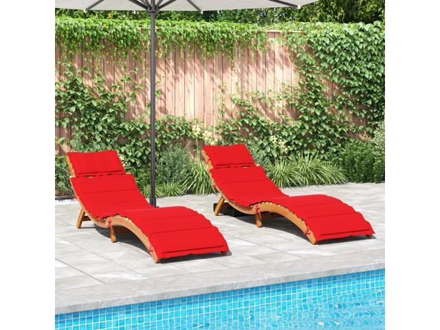 Click here for vidaXL Patio Sunlounger Set of 2 Red  Natural Soli... prices