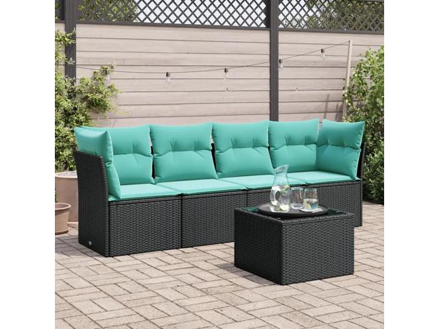 Click here for vidaXL 5 Piece Patio Sofa Set with Cushions Black... prices