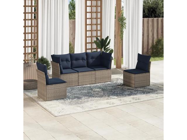 Click here for vidaXL 5 Piece Patio Sofa Set with Cushions Gray P... prices