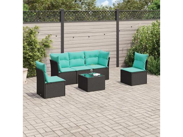 Click here for vidaXL 6 Piece Patio Sofa Set with Cushions Black... prices