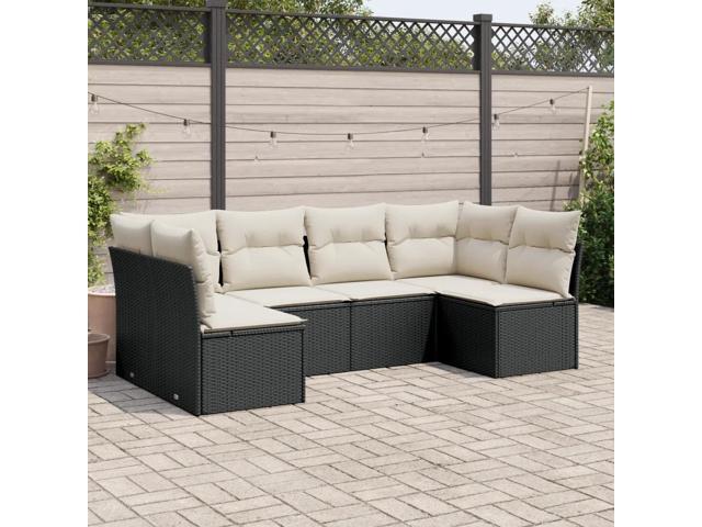Click here for vidaXL Garden Sofa Set Black PE rattan Large Modul... prices