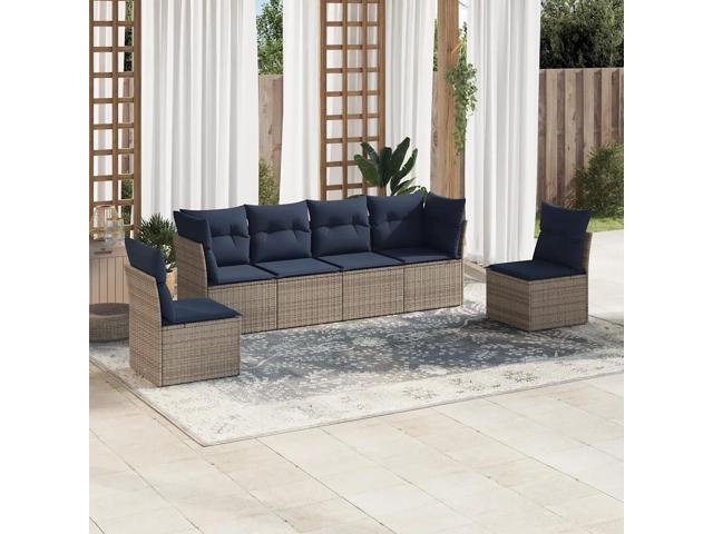 Click here for vidaXL 6 Piece Patio Sofa Set with Cushions Gray P... prices
