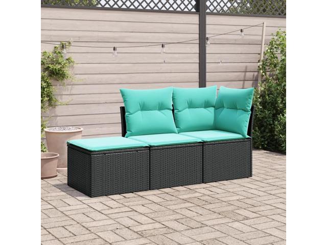Click here for vidaXL Garden Sofa Set Black  Blue PE Rattan  Powd... prices