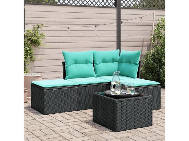 Click here for vidaXL 5 Piece Patio Sofa Set with Cushions Black... prices