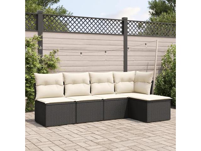 Click here for vidaXL Garden Sofa Set Black PE rattan 5 Piece Mod... prices