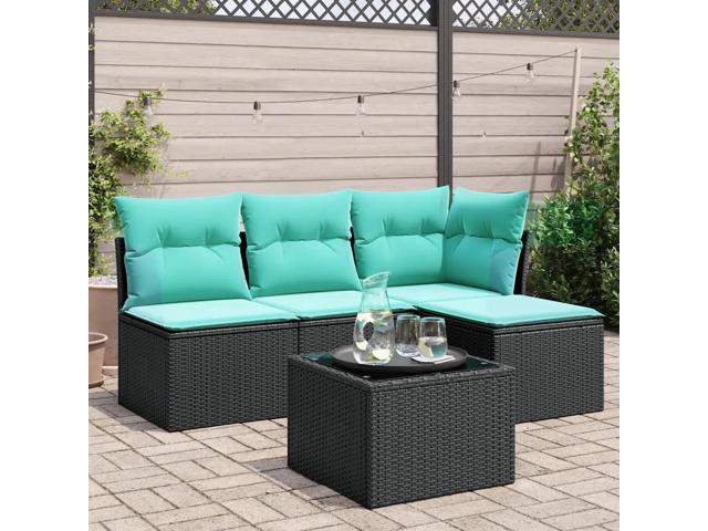 Click here for vidaXL 5 Piece Patio Sofa Set with Cushions Black... prices