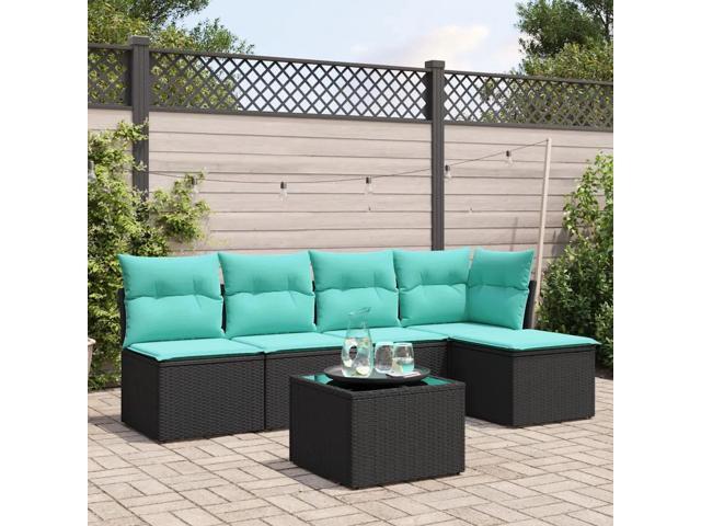 Click here for vidaXL 6 Piece Patio Sofa Set with Cushions Black... prices