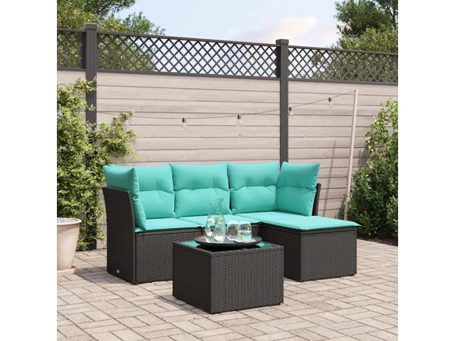 Click here for vidaXL 5 Piece Patio Sofa Set with Cushions Black... prices