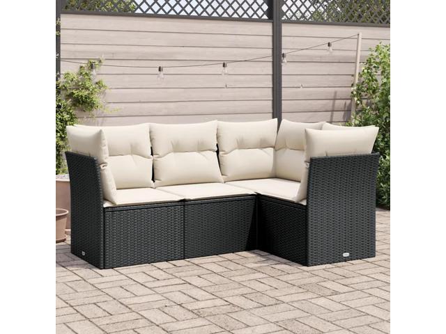 Click here for vidaXL Garden Sofa Set Black Poly Rattan Medium Mo... prices