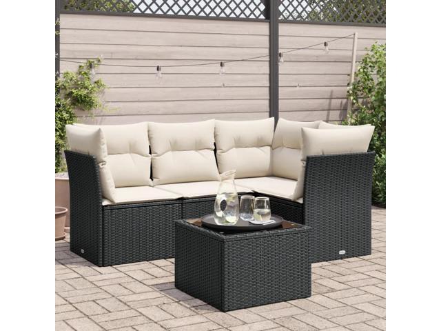 Click here for vidaXL Garden Sofa Set Black PE Rattan 5 Piece Set... prices