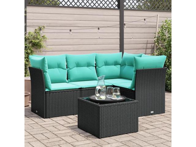 Click here for vidaXL 5 Piece Patio Sofa Set with Cushions Black... prices