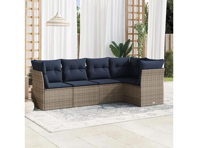 Click here for vidaXL 5 Piece Patio Sofa Set with Cushions Gray P... prices