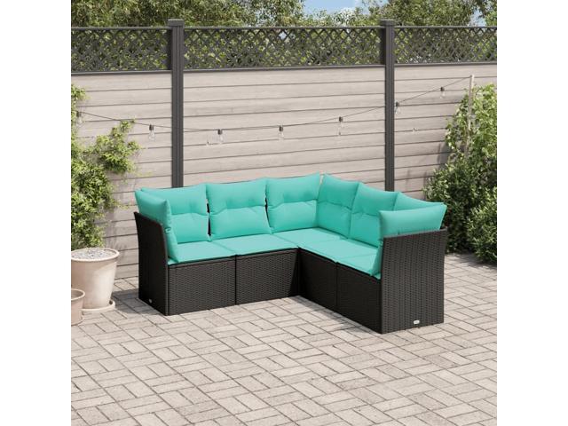 Click here for vidaXL Garden Sofa Set Black PE Rattan 5 Piece Mod... prices