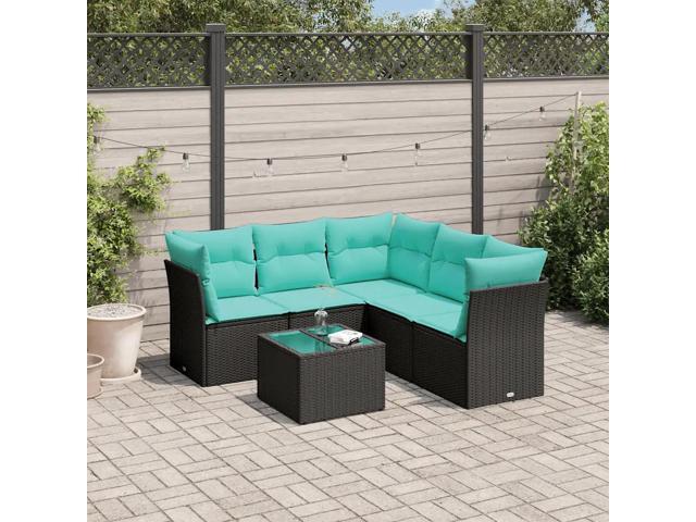 Click here for vidaXL 6 Piece Patio Sofa Set with Cushions Black... prices