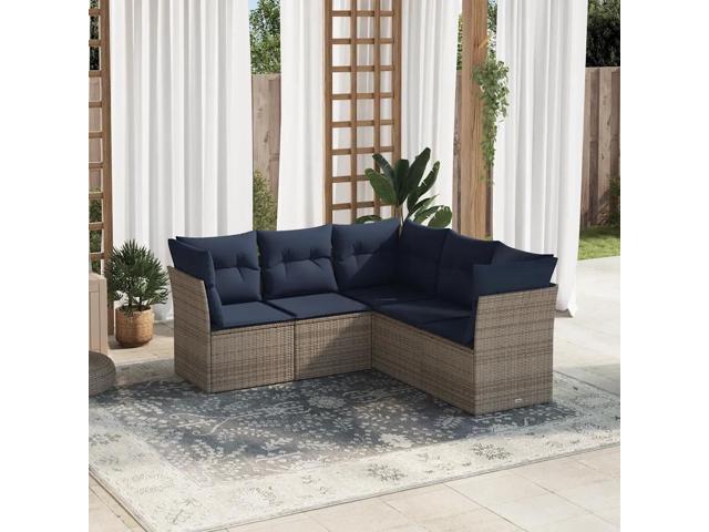 Click here for vidaXL 5 Piece Patio Sofa Set with Cushions Gray P... prices