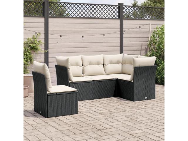 Click here for vidaXL Garden Sofa Set Black  Cream White PE ratta... prices