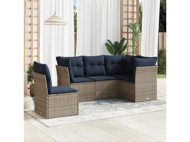 Click here for vidaXL 5 Piece Patio Sofa Set with Cushions Gray P... prices