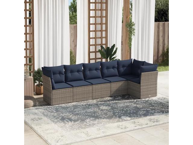 Click here for vidaXL 6 Piece Patio Sofa Set with Cushions Gray P... prices
