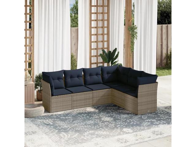 Click here for vidaXL 6 Piece Garden Sofa Set with Cushions Grey... prices