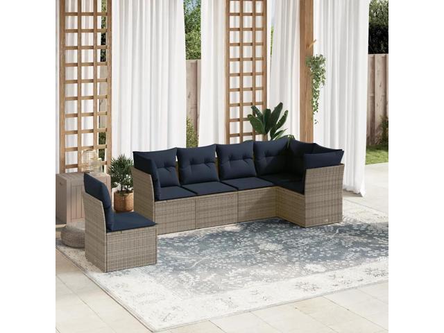 Click here for vidaXL 6 Piece Garden Sofa Set with Cushions Grey... prices