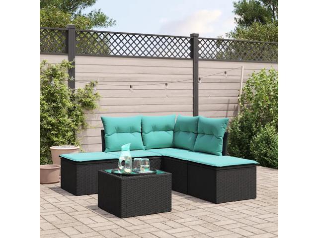 Click here for vidaXL 6 Piece Patio Sofa Set with Cushions Black... prices