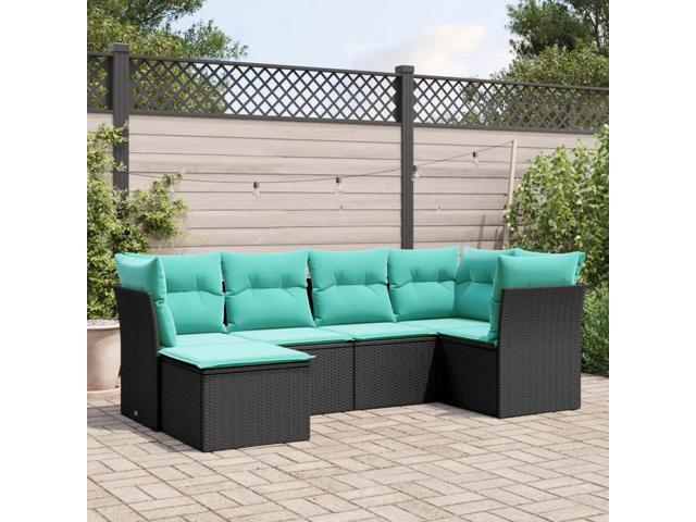 Click here for vidaXL Garden Sofa Set Black Poly Rattan and Powde... prices