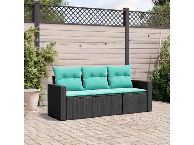 Click here for vidaXL Garden Sofa Set Black PE Rattan 3 Piece Adj... prices