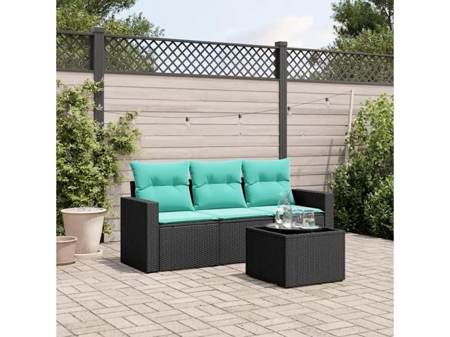 Click here for vidaXL 4 Piece Patio Sofa Set with Cushions Black... prices