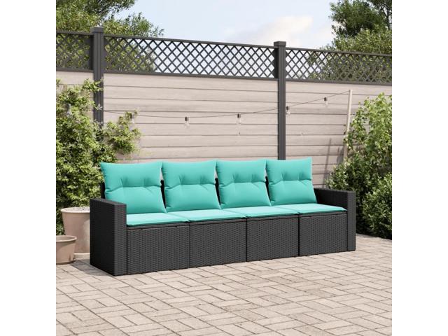 Click here for vidaXL Garden Sofa Set Black Poly Rattan Standard... prices