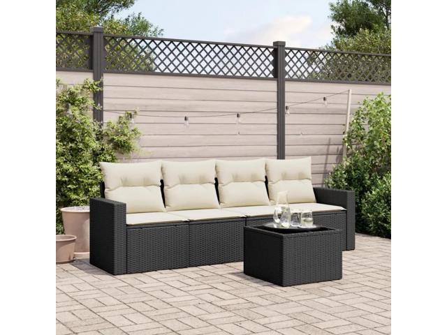 Click here for vidaXL Garden Sofa Set Black PE Rattan 5 Piece Set... prices