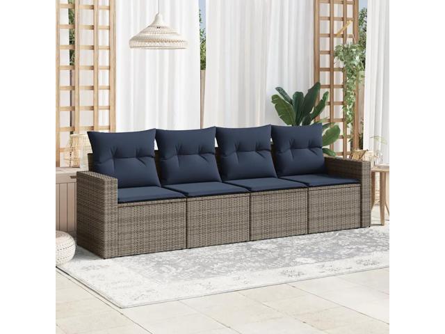 Click here for vidaXL 4 Piece Patio Sofa Set with Cushions Gray P... prices