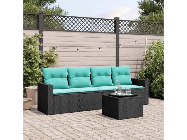 Click here for vidaXL 5 Piece Patio Sofa Set with Cushions Black... prices