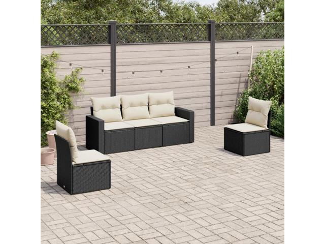Click here for vidaXL Garden Sofa Set Black PE rattan  powder-coa... prices