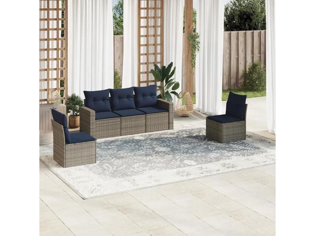 Click here for vidaXL 5 Piece Patio Sofa Set with Cushions Gray P... prices