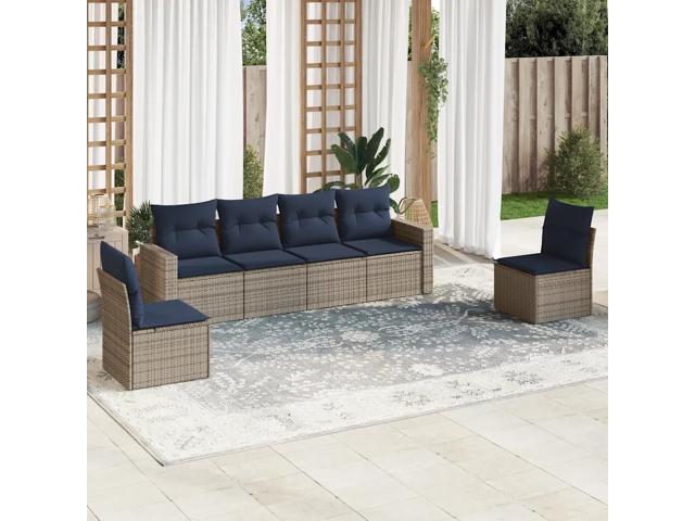 Click here for vidaXL 6 Piece Patio Sofa Set with Cushions Gray P... prices