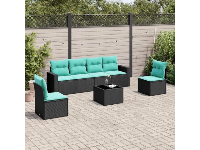 Click here for vidaXL 7 Piece Patio Sofa Set with Cushions Black... prices
