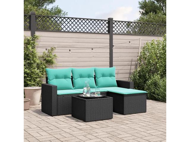 Click here for vidaXL 5 Piece Patio Sofa Set with Cushions Black... prices