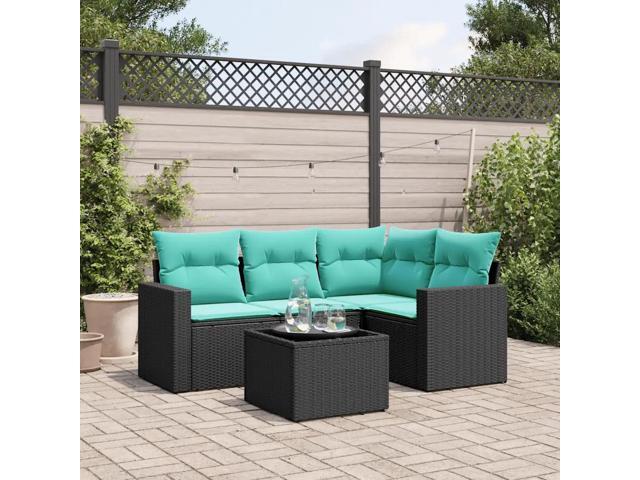 Click here for vidaXL 5 Piece Patio Sofa Set with Cushions Black... prices