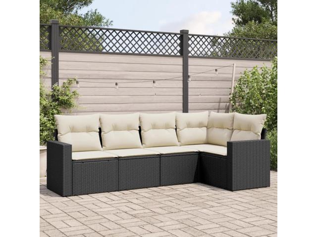Click here for vidaXL Garden Sofa Set Black PE Rattan 5 Piece Adj... prices