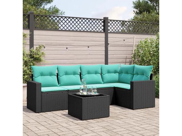 Click here for vidaXL 6 Piece Patio Sofa Set with Cushions Black... prices