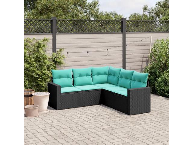 Click here for vidaXL Garden Sofa Set Black  Blue PE Rattan  Powd... prices