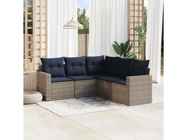 Click here for vidaXL 5 Piece Patio Sofa Set with Cushions Gray P... prices