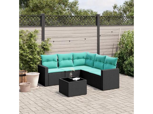 Click here for vidaXL 6 Piece Patio Sofa Set with Cushions Black... prices
