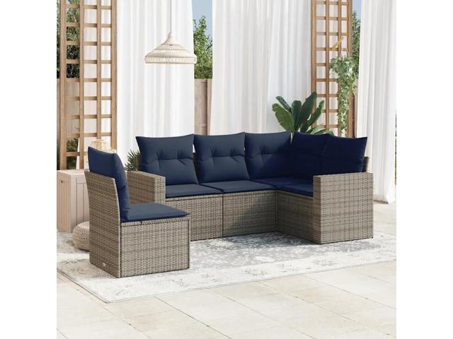 Click here for vidaXL 5 Piece Patio Sofa Set with Cushions Gray P... prices
