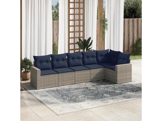 Click here for vidaXL 6 Piece Patio Sofa Set with Cushions Gray P... prices