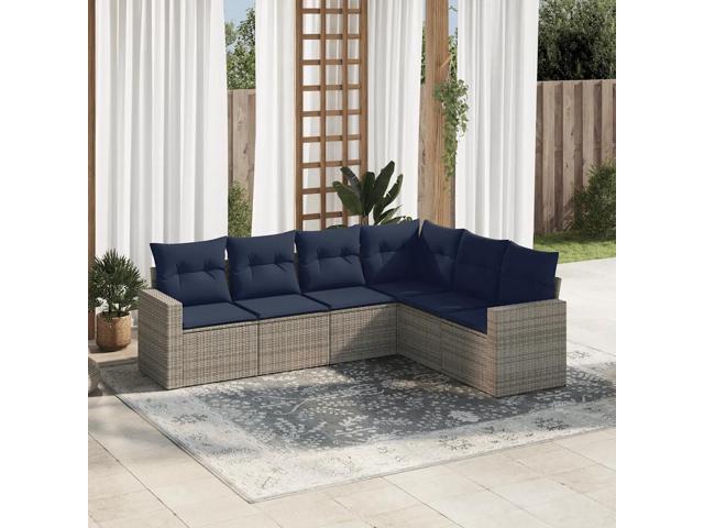Click here for vidaXL 6 Piece Patio Sofa Set with Cushions Gray P... prices